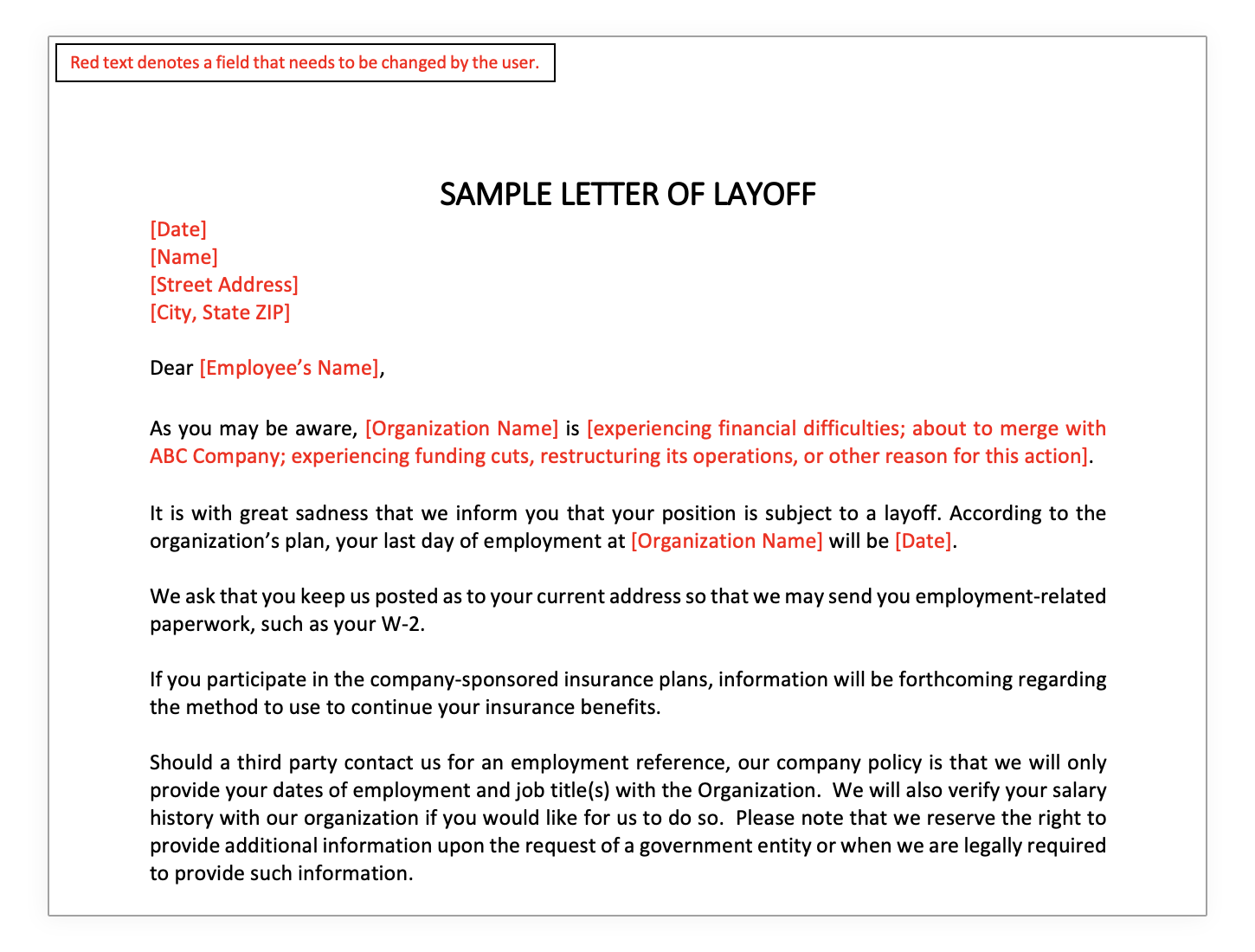 Notice of Layoff Letter Download | Enjoy Würk